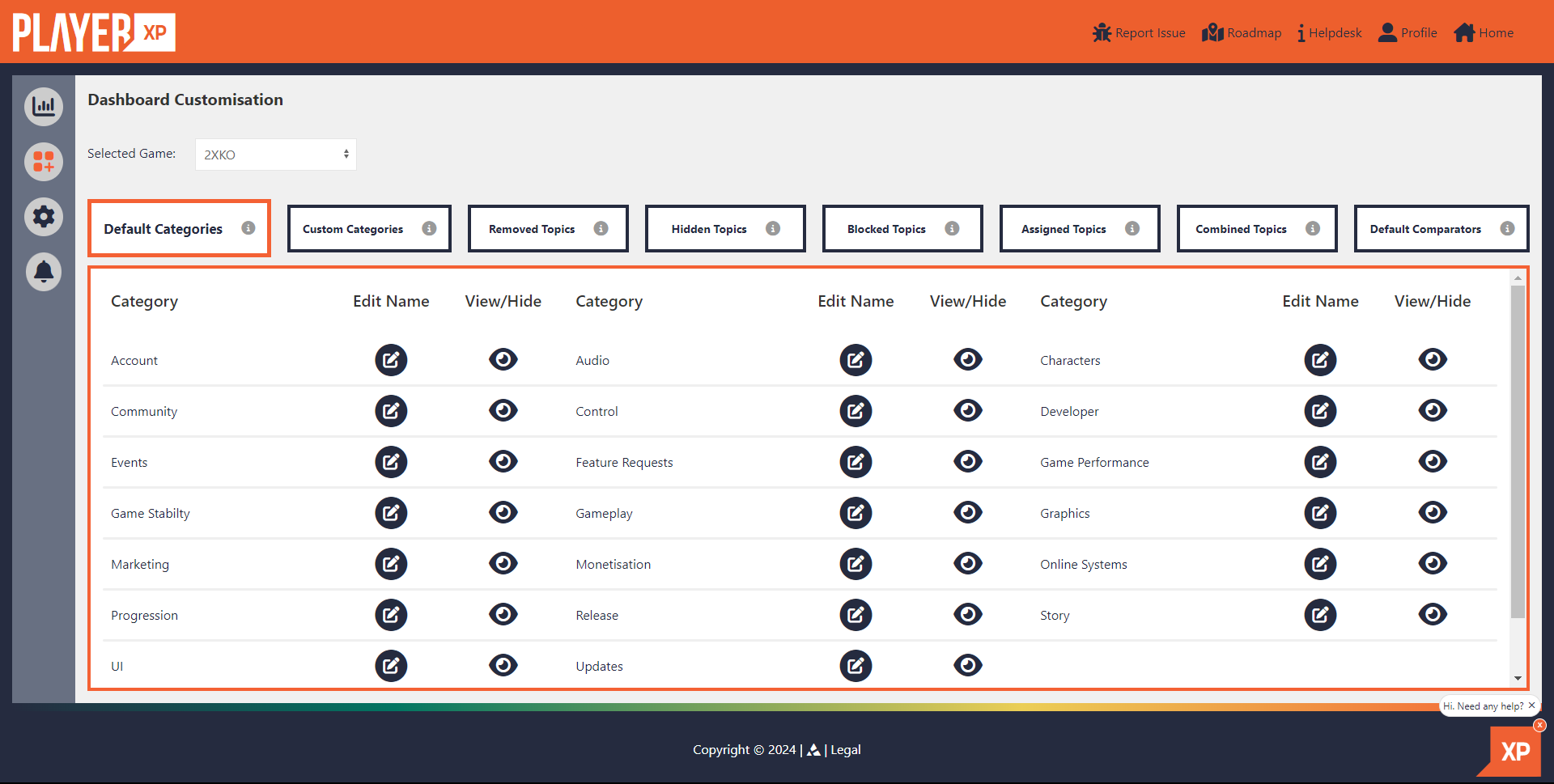 Default Categories – Player XP Helpdesk